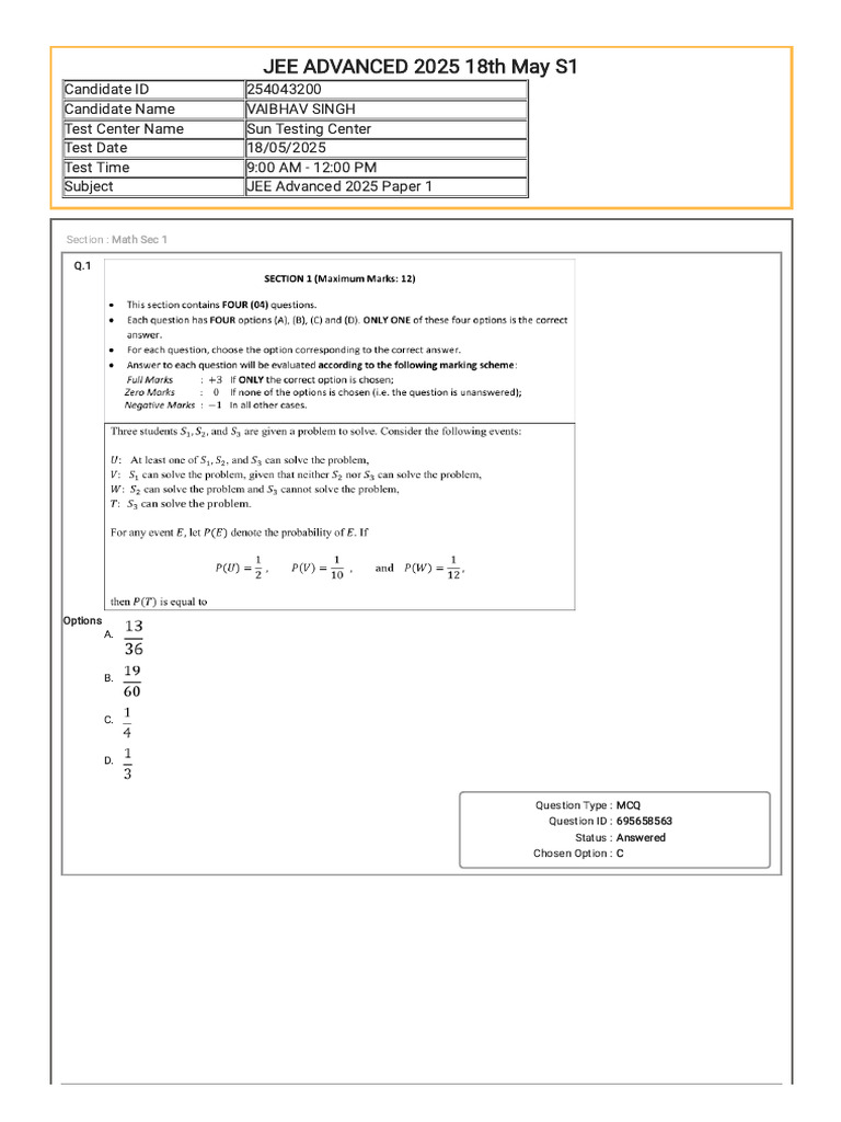 Vaibhai Response Sheet Adv 25 | PDF | Multiple Choice | Social Research