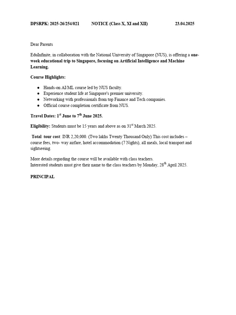 Notice Class X, XI and XII | PDF