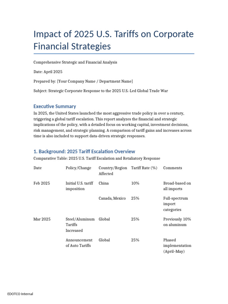 2025 Tariff Strategy Report | PDF | Tariff | Economies