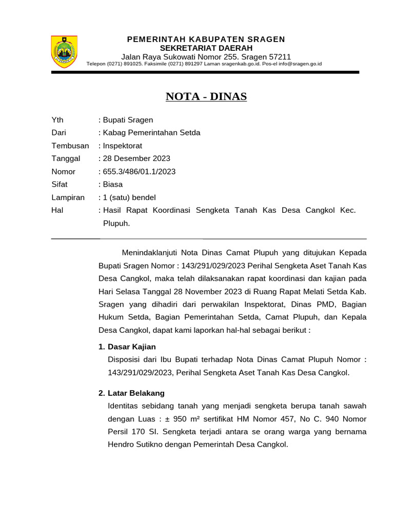 Nodin Undangan Rakor No 2 | PDF