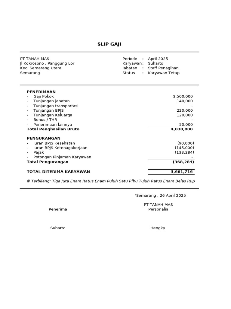 Slip Gaji Excel | PDF