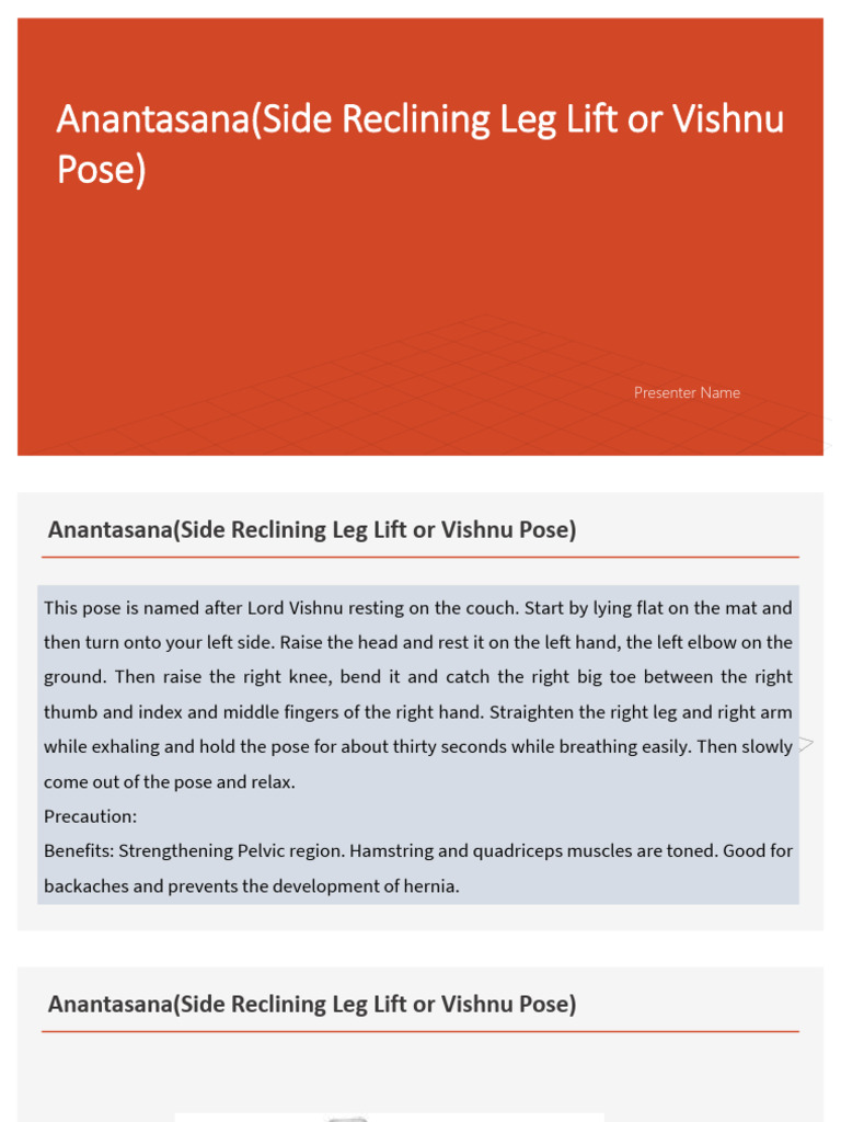 Anantasana (Side Reclining Leg Lift or Vishnu | PDF