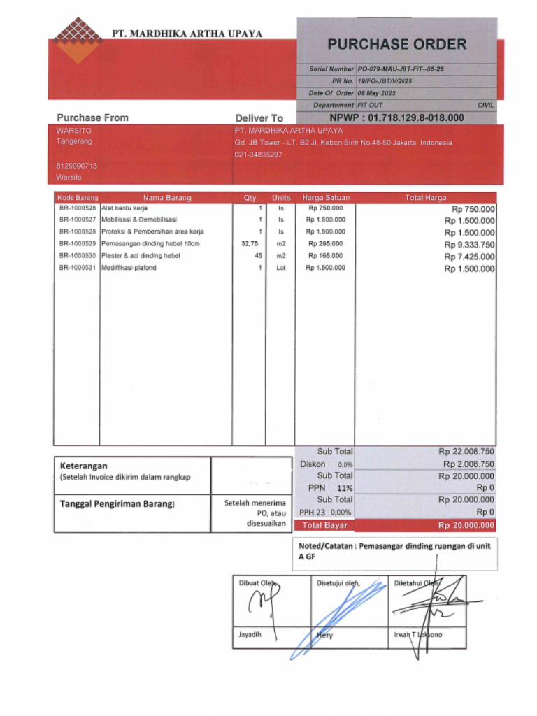 Po - Fo 079 2025 Warsito | PDF