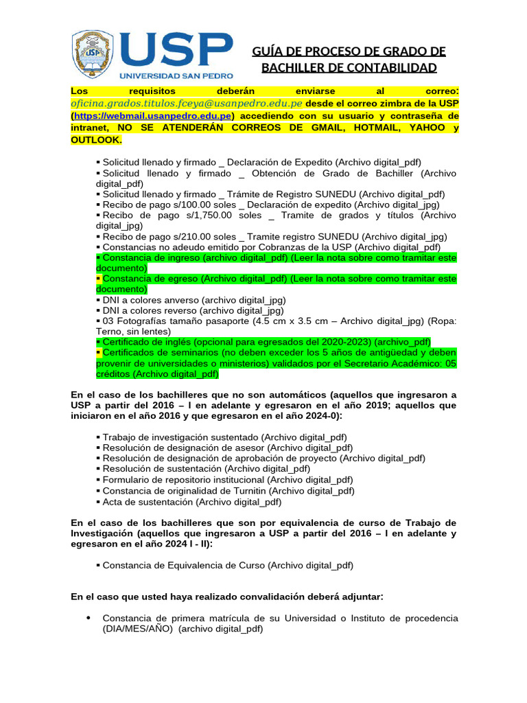 Guía de Procesos de Grado de Bachiller Contabilidad | PDF