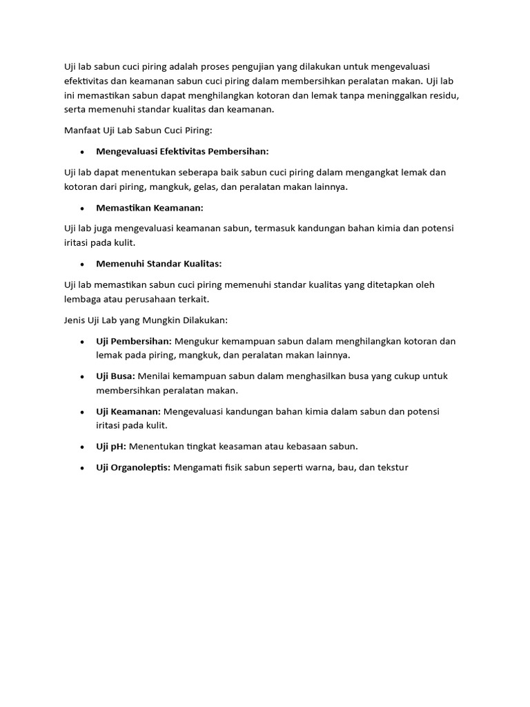 Apa Itu Uji Lab Sabun Cuci Piring | PDF
