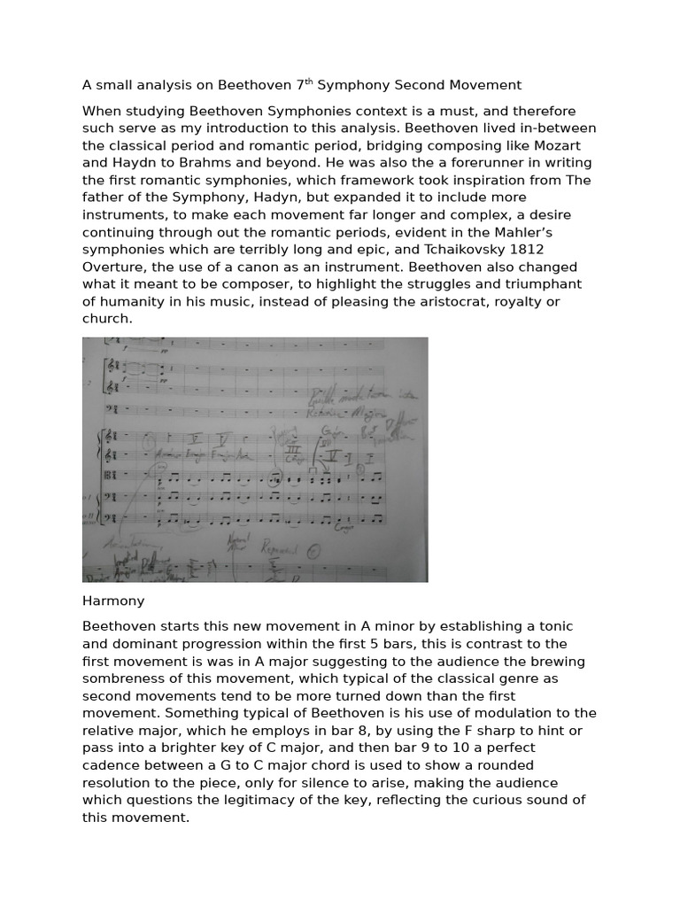 Analysis of Beethoven's 7th Symphony II | PDF | Symphony | Classical ...