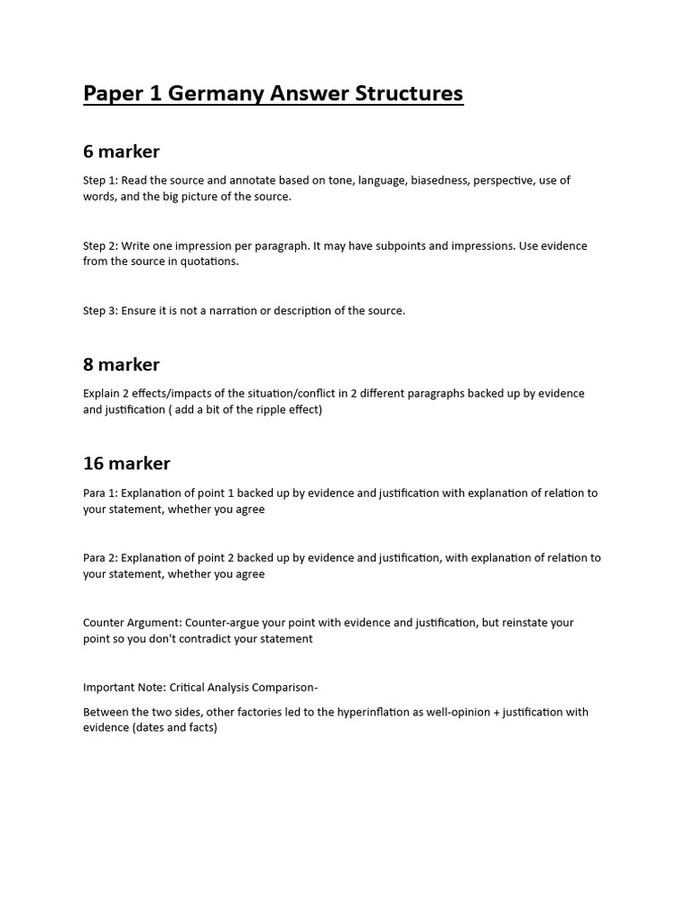 Paper 1 Germany Answer Structures | PDF