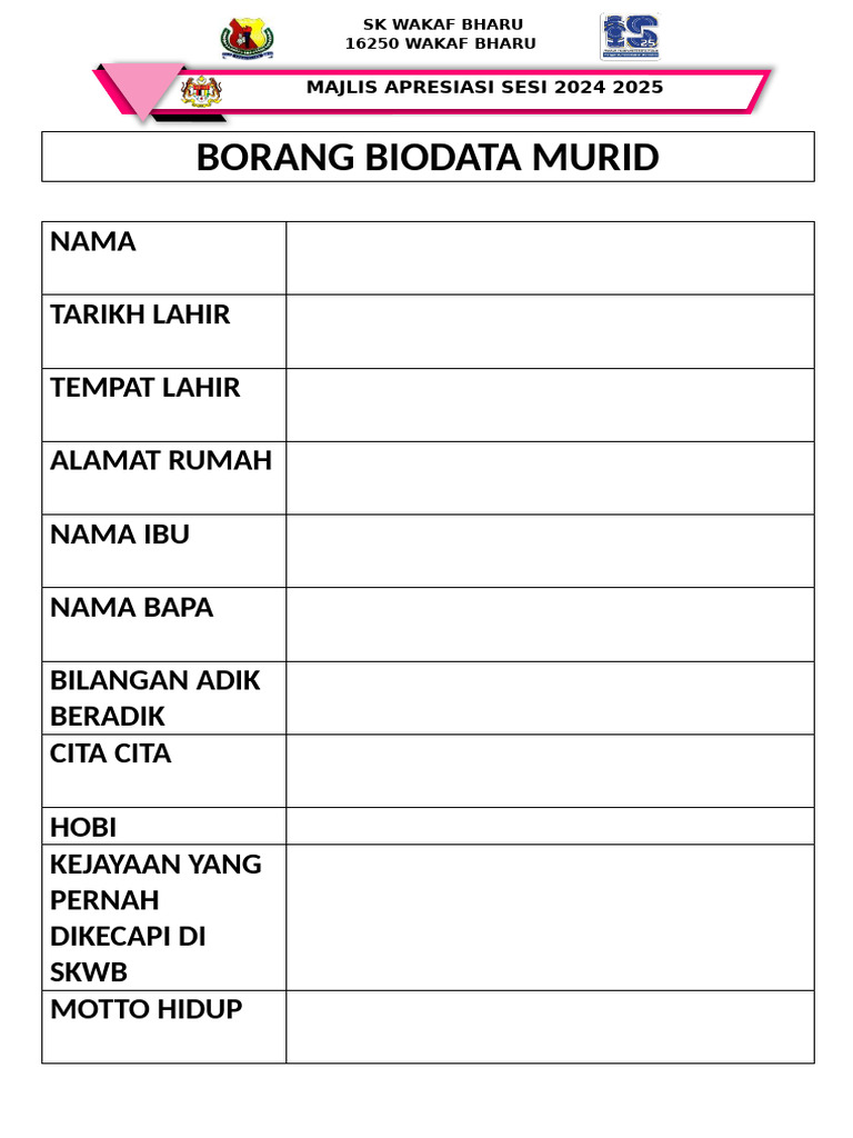 Borang Biodata Tokoh | PDF