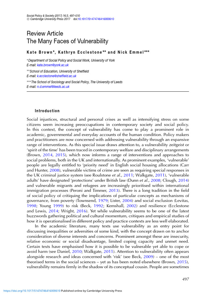 The-Many-Faces-Of-Vulnerability | PDF | Vulnerability | Psychological ...