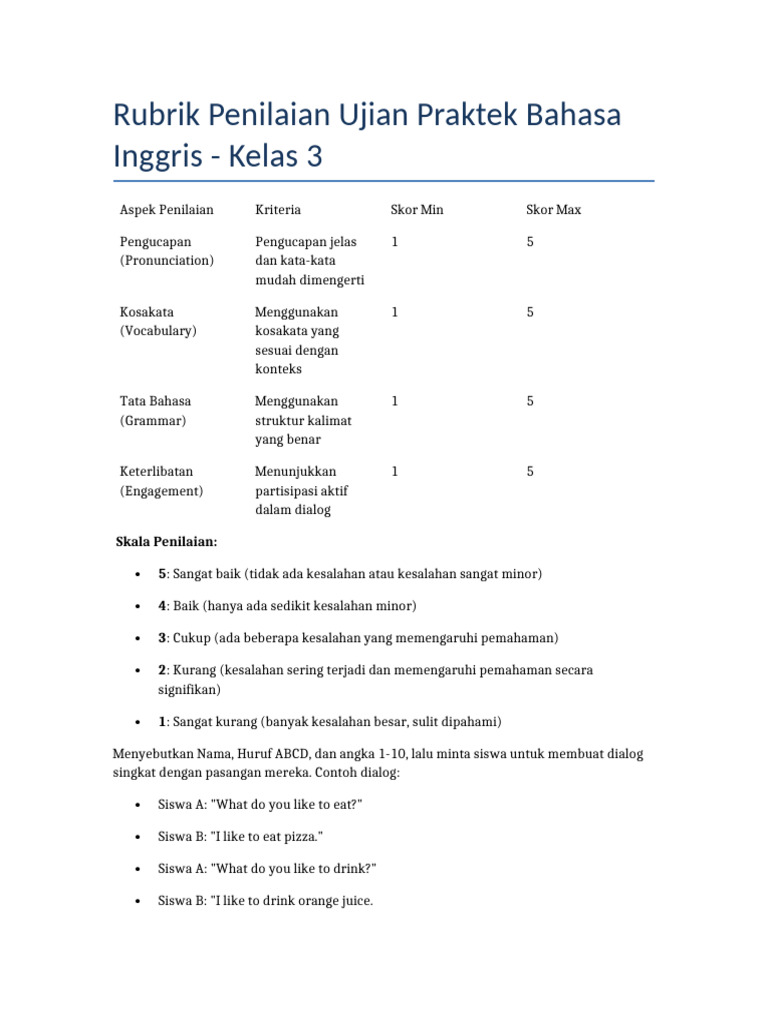 Ujian Praktek Kelas 3 | PDF