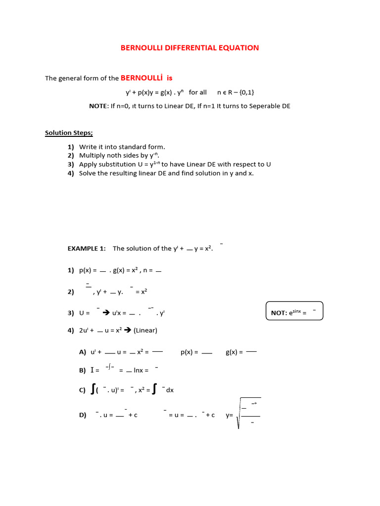 Bernoulli Differential Equation | PDF | Mathematical Concepts | Mathematical Analysis