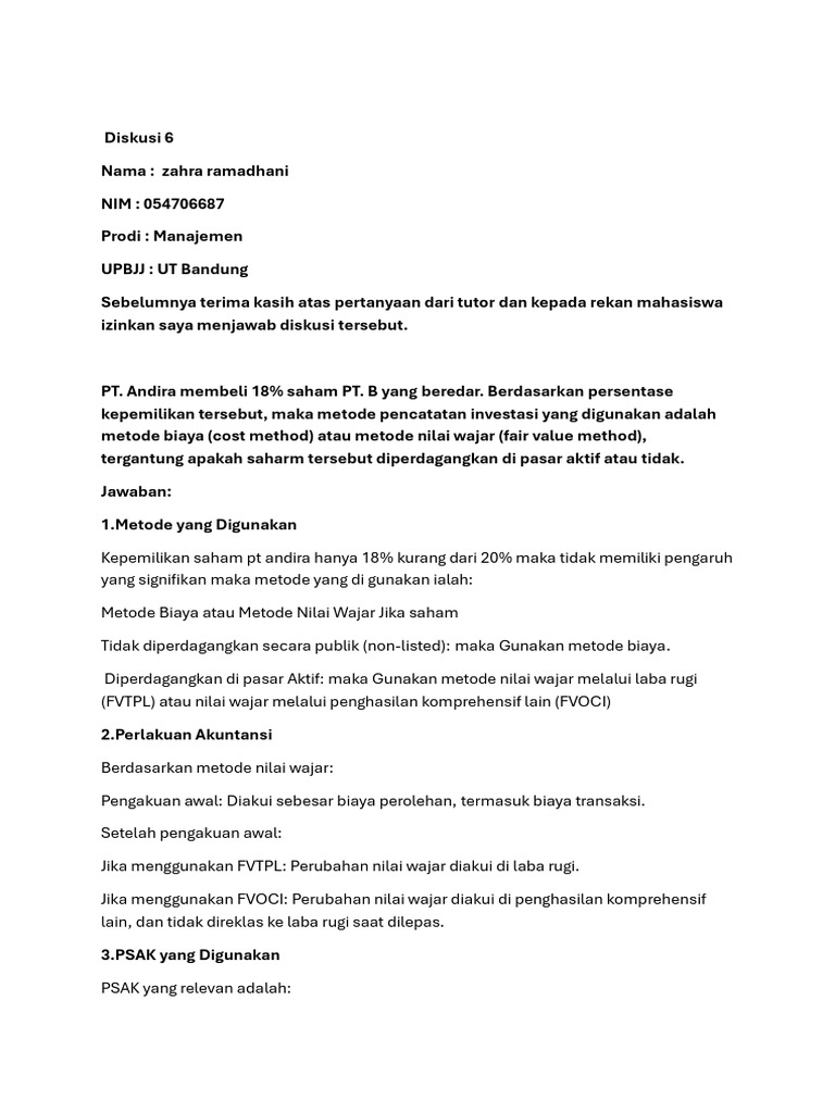 Diskusi 6 Pengantar Akutansi | PDF