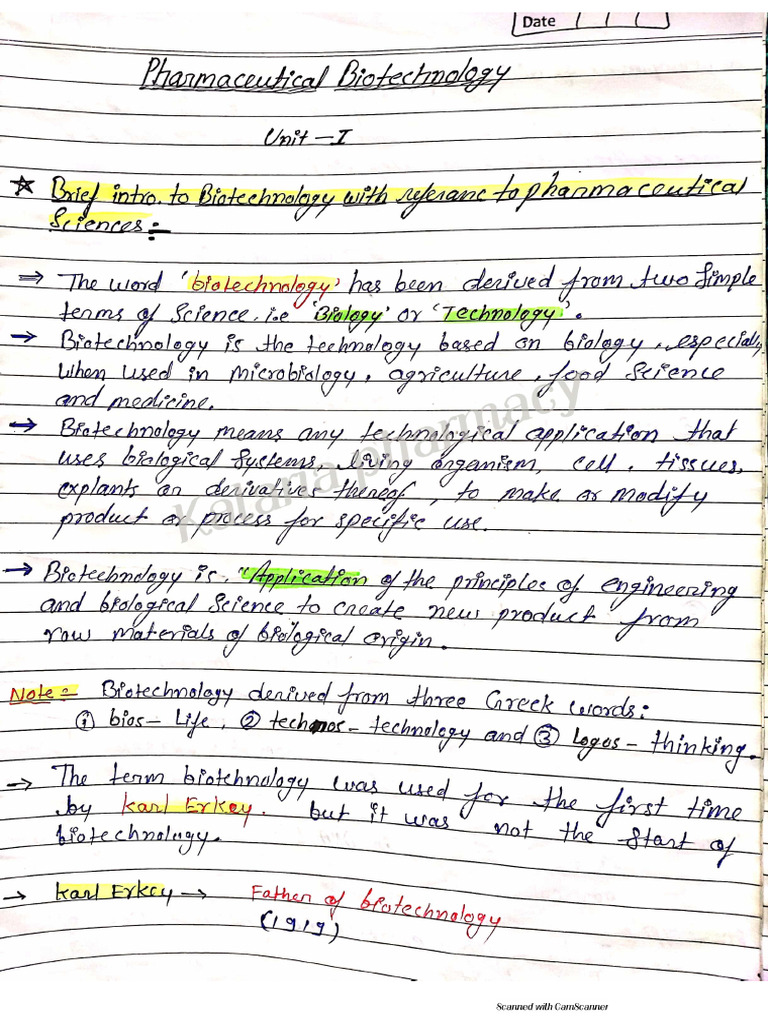 Biotechnology, Notes (B.pharma 6th Semester) | PDF