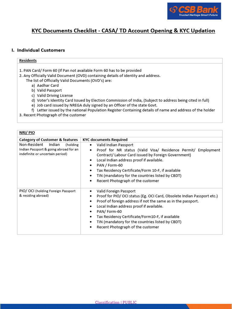 KYC Documents Checklist - 13012023 | PDF | Limited Liability ...
