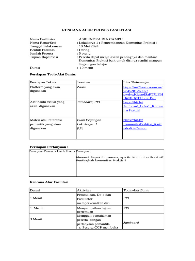 Rencana Alur Proses Fasilitasi | PDF