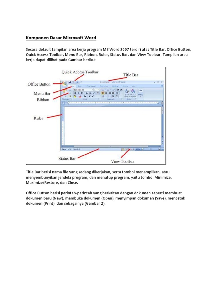 Komponen Dasar Microsoft Word | PDF
