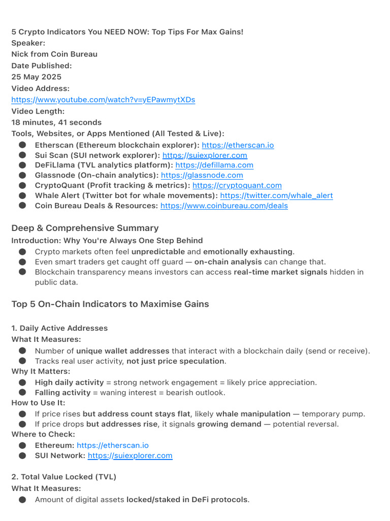 5 Crypto Indicators You NEED NOW - Top Tips For Max Gains! | PDF ...