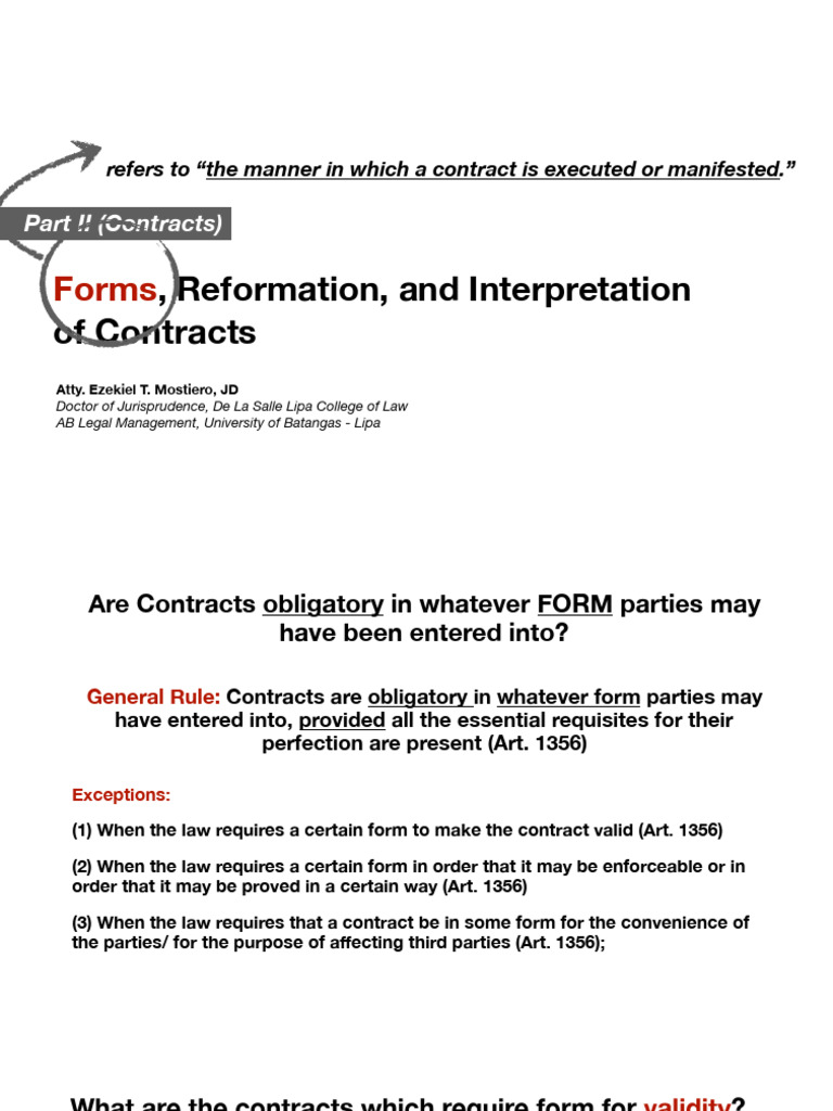 Forms Reformation and Interpretation of Contracts | PDF | Civil Law ...