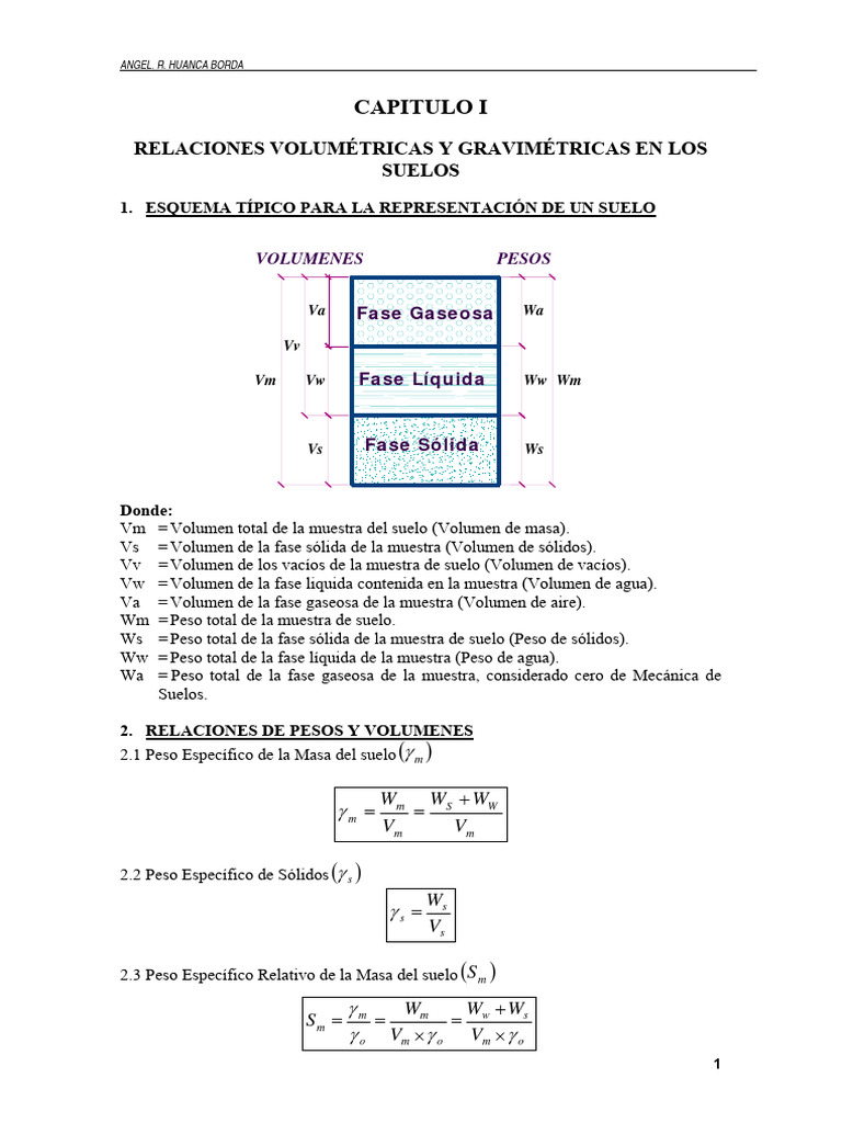 Relaciones Volumétricas y Gravimétricas en Suelos | PDF | Cantidades ...