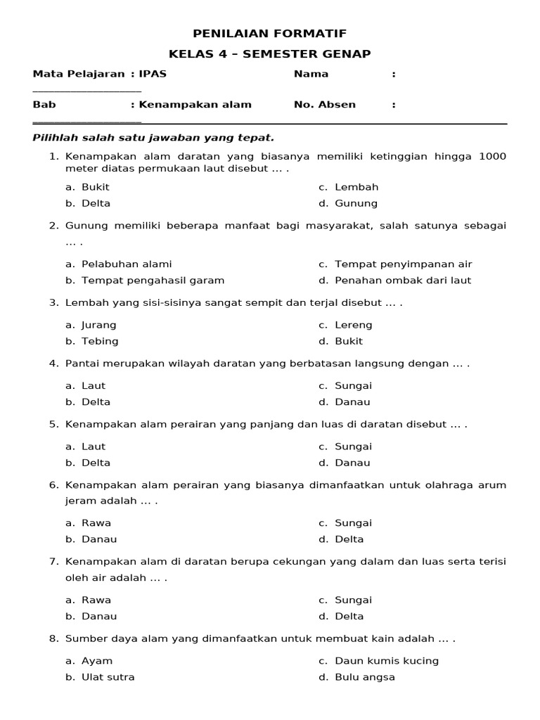Penilaian Formatif Ipas | PDF