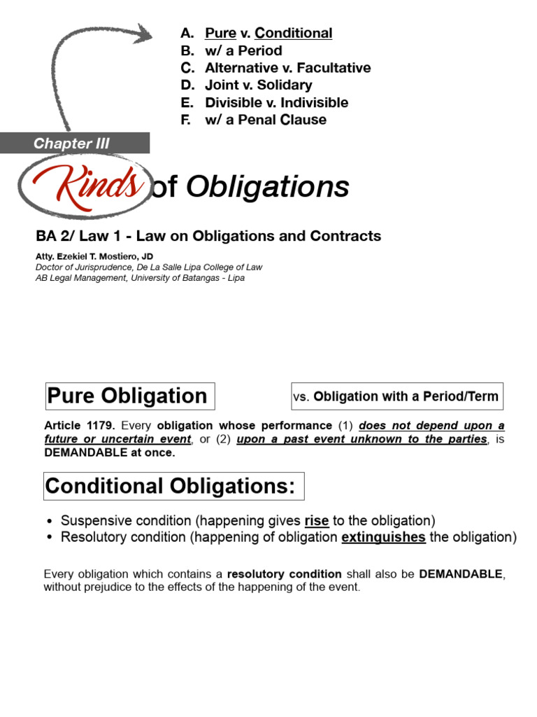 Law On Obligations and Contracts CHAPTER III Pure Obligations | PDF ...