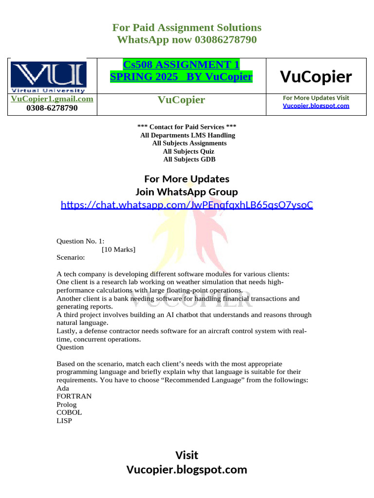 Cs614 Assignment 1 Spring 2025 VuCopier | PDF | Modular Programming | Computer Programming