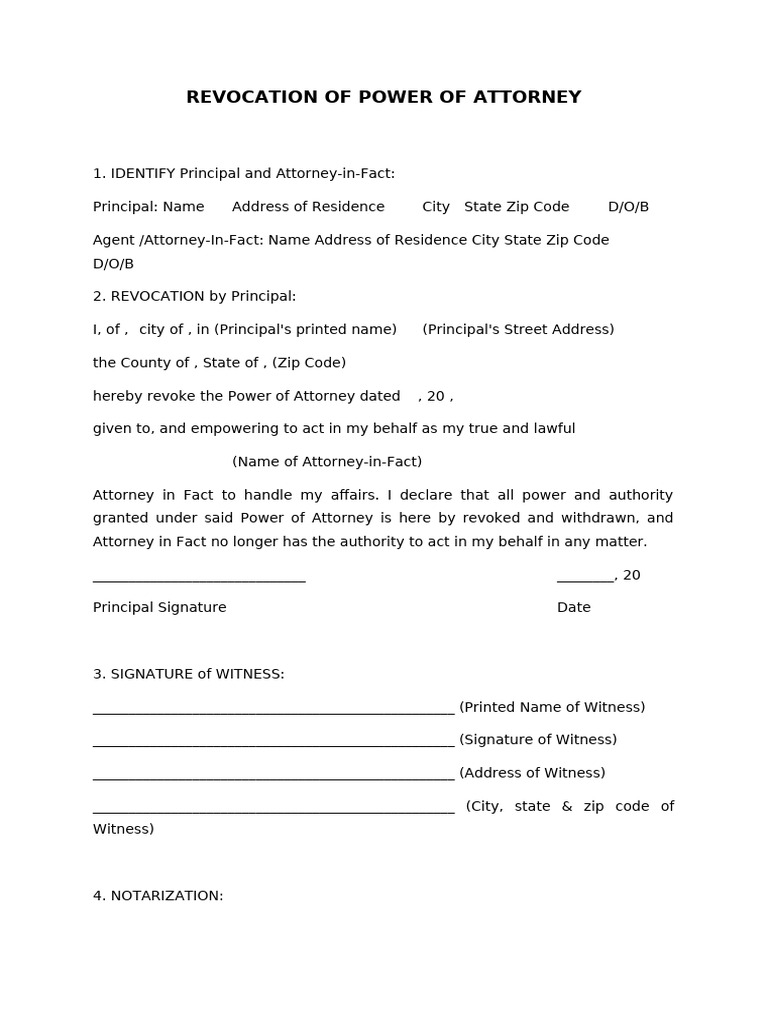 Illinois Power of Attorney Revocation Form | PDF