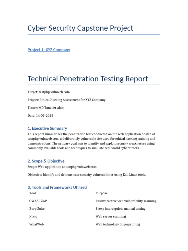 Cyber Security Capstone Project 1 Report | PDF | Security | Computer Security