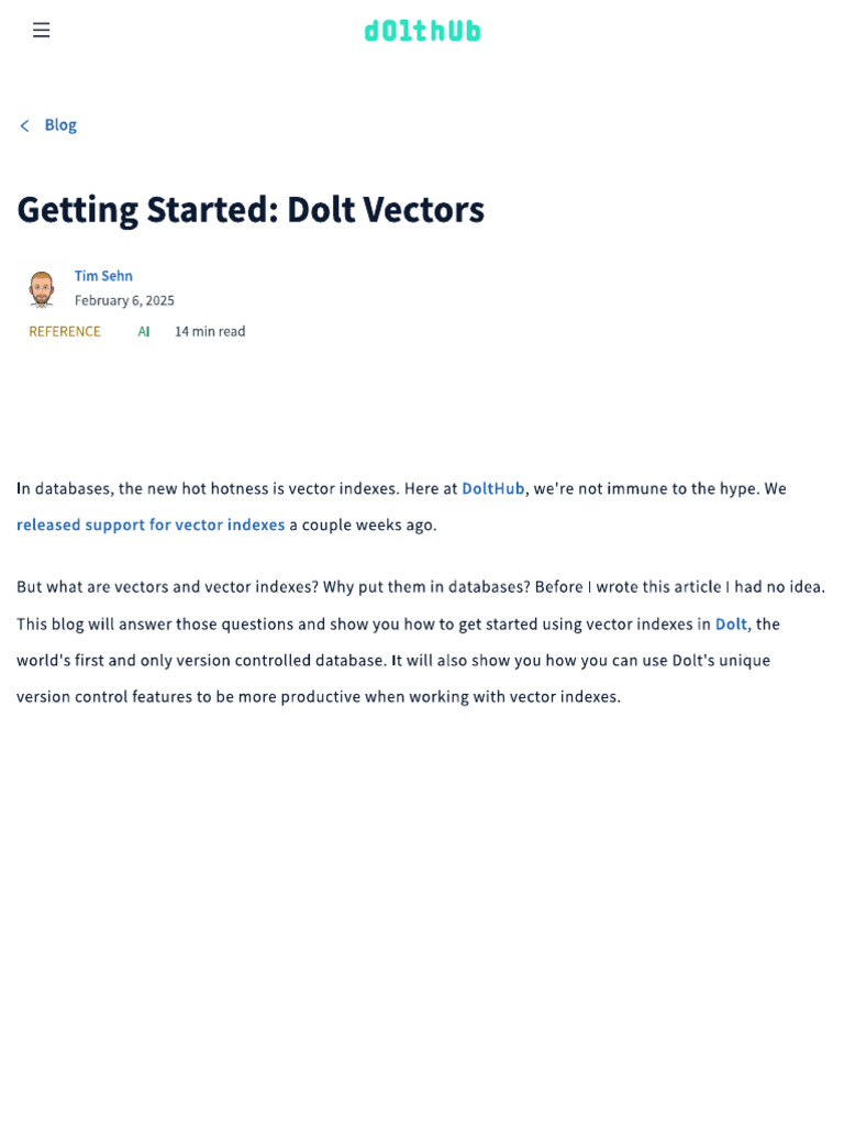 Getting Started - Dolt Vectors | PDF