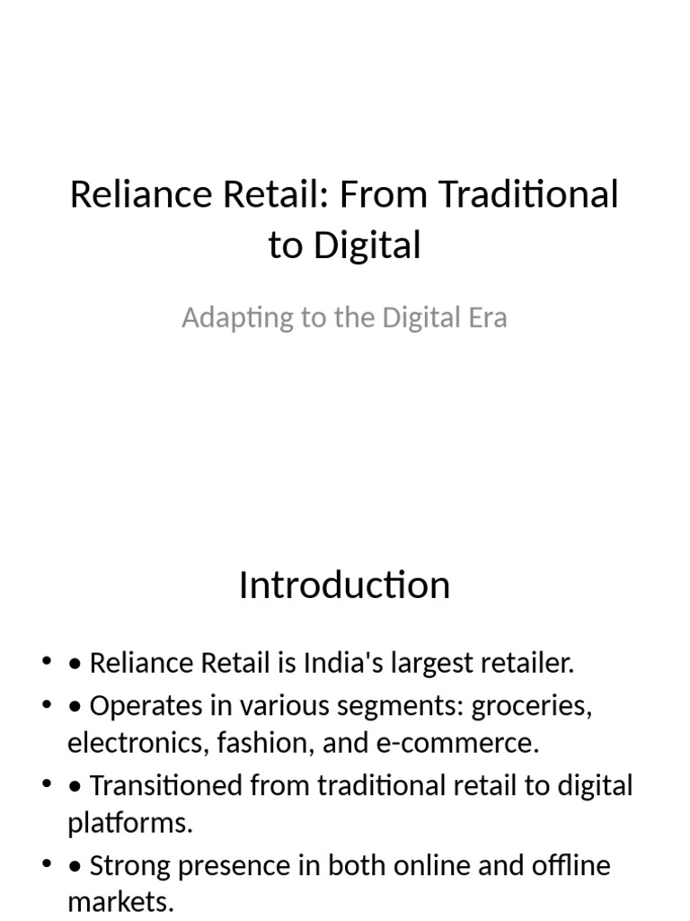 Reliance Retail Digital Transformation | PDF