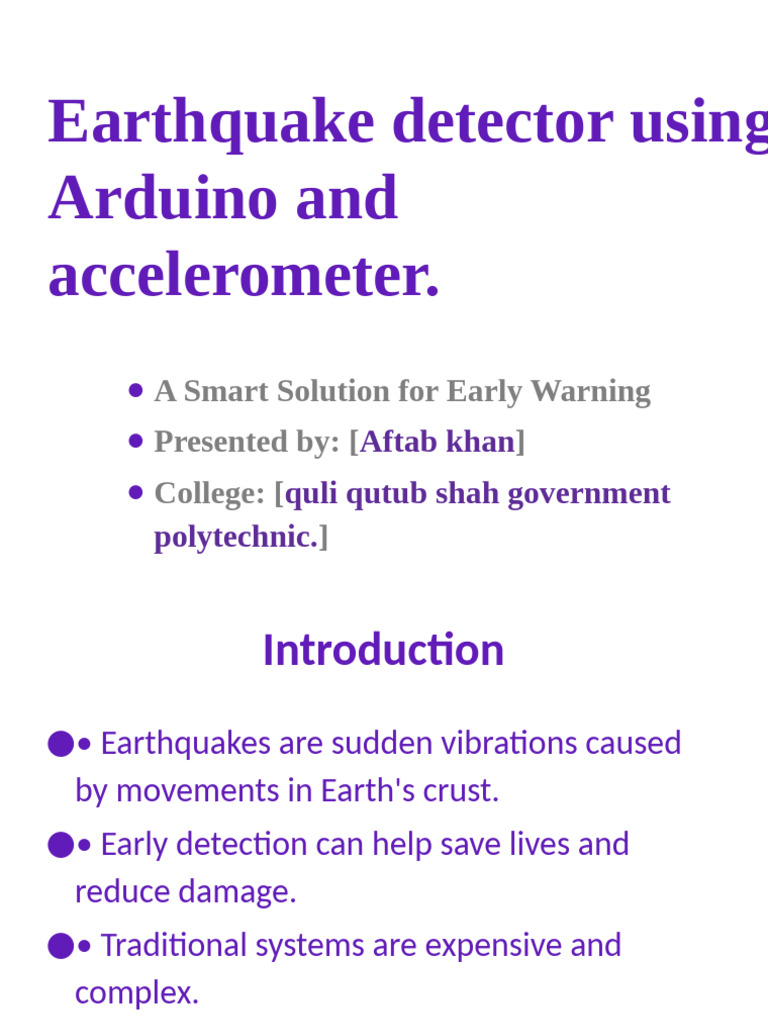 Earthquake Detection System Arduino | PDF