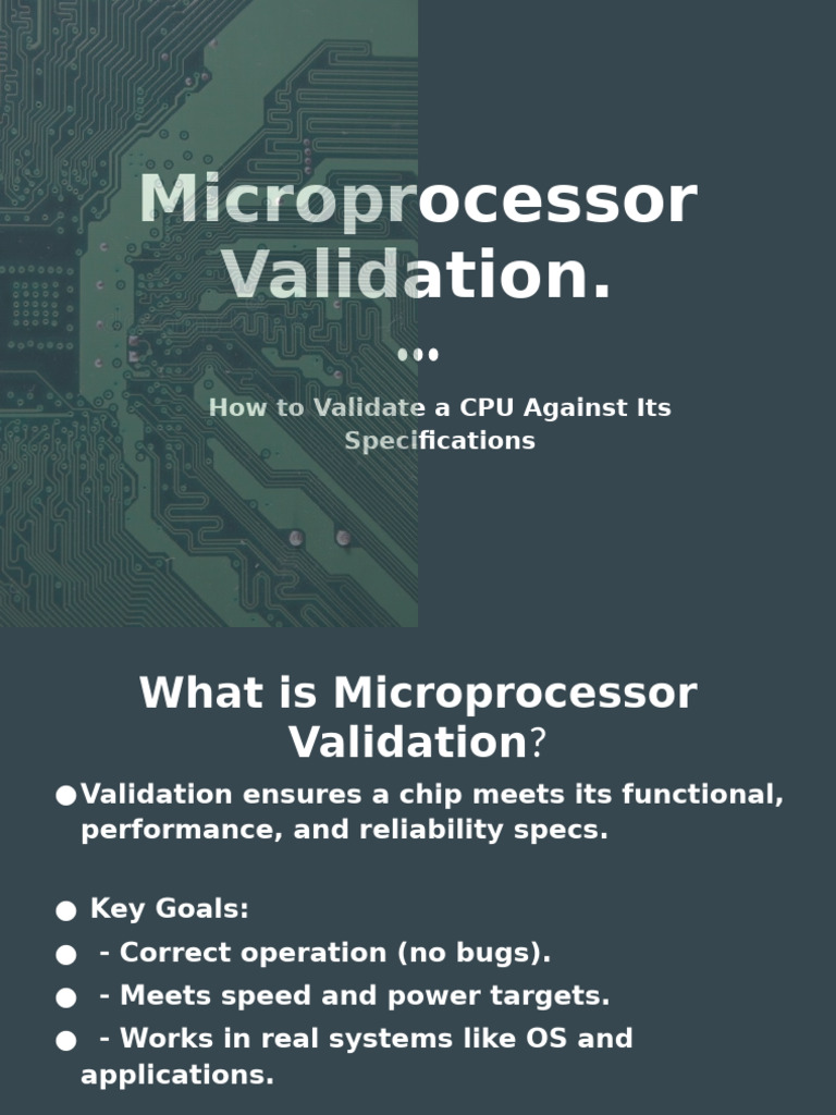 Microprocessor Validation Example | PDF | Debugging | Central Processing Unit