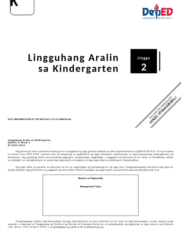 LE Kindergarten Q2 Week2 v.2 | PDF