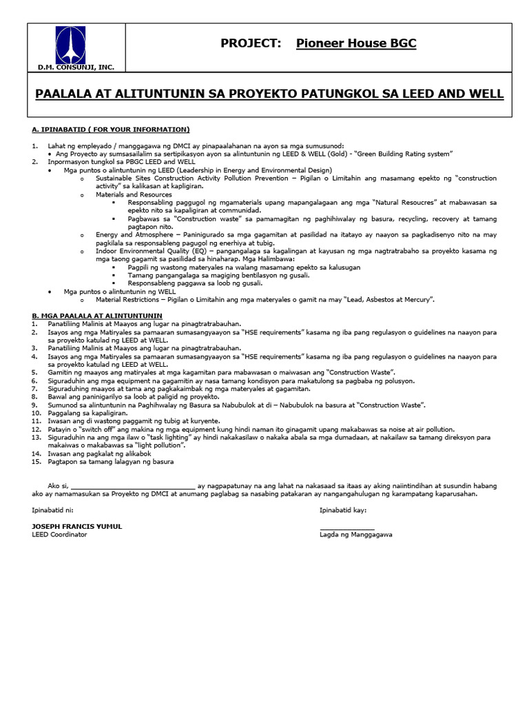Dmci House Rules Revised-Dmci - Staff | PDF
