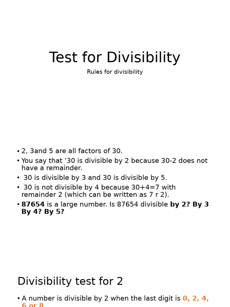 Test For Divisibility | PDF