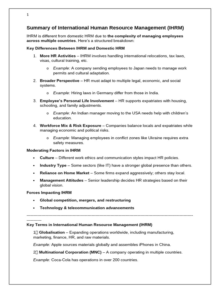 International Human Resource Management Overview | PDF | Cost Of Living ...