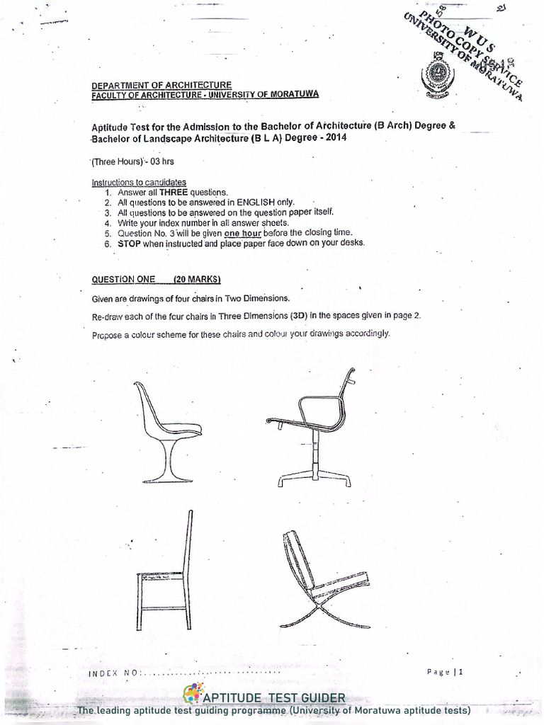 Year 2014 Architecture and Landscape Architecture Aptitude Test Past ...