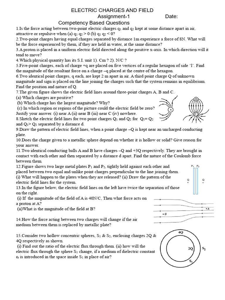 Electrostatic - 1 Assignment-1 - Cbqns | PDF | Electric Field | Force
