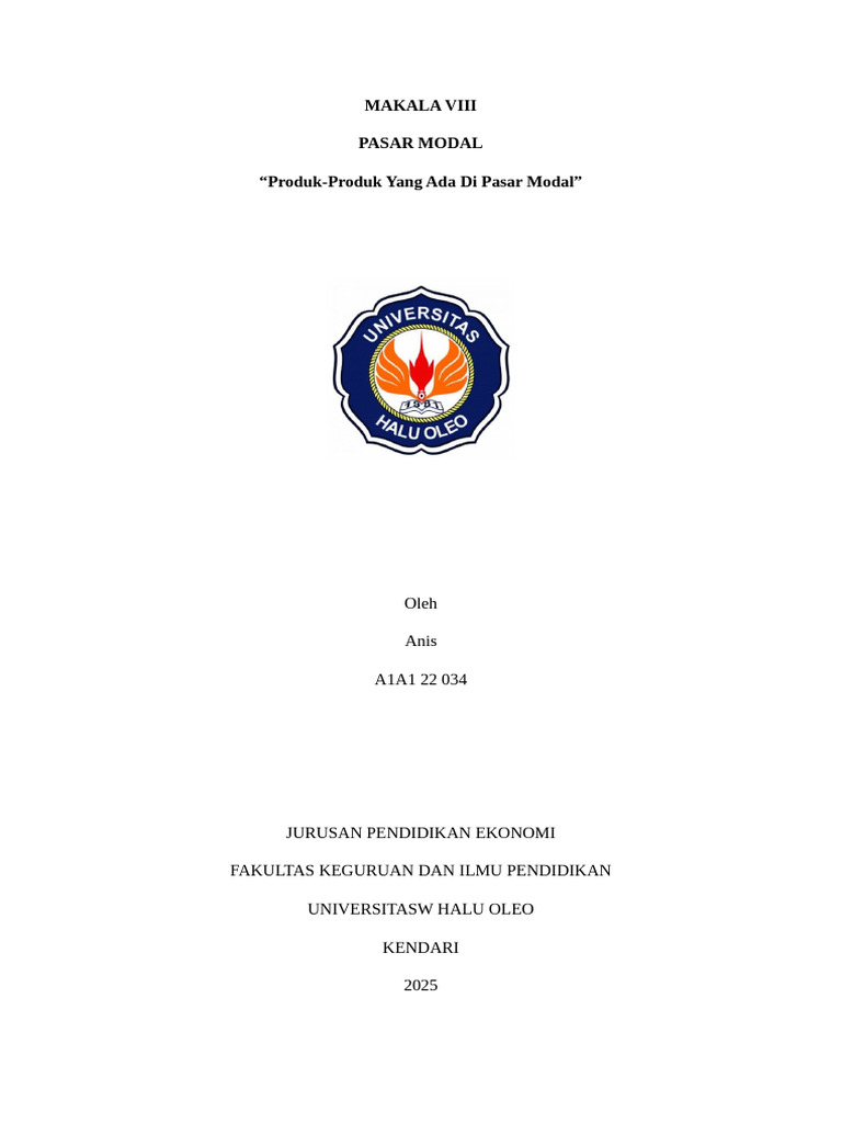 PASAR MODAL MAKALAH produk2 yg ada di pasar modal | PDF