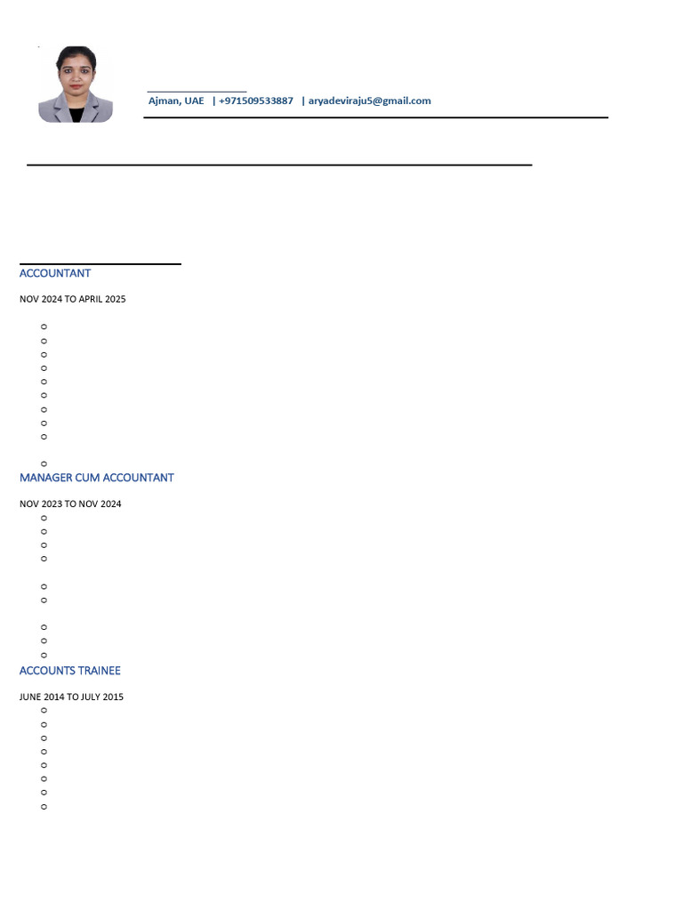 Resume Arya Raju | PDF | Accounting | Audit
