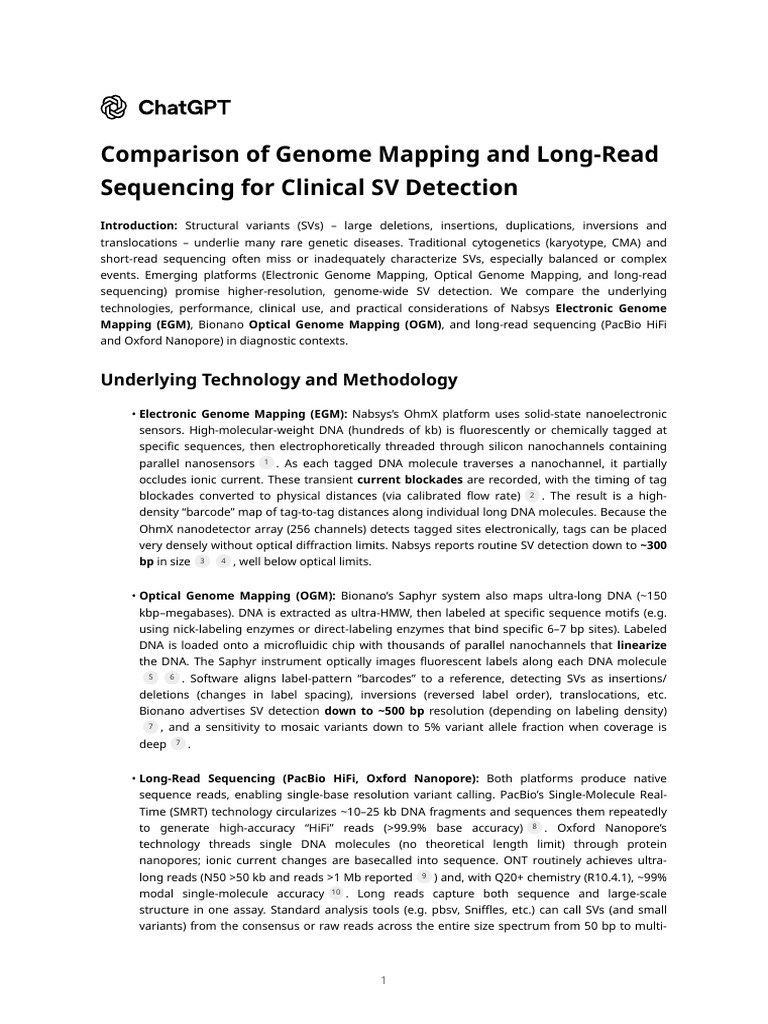 Comparison of Genome Mapping and Long-Read Sequencing For Clinical SV ...