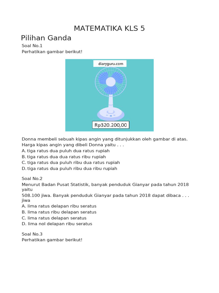 Soal MTK Kls 5 Bil, Cacah | PDF