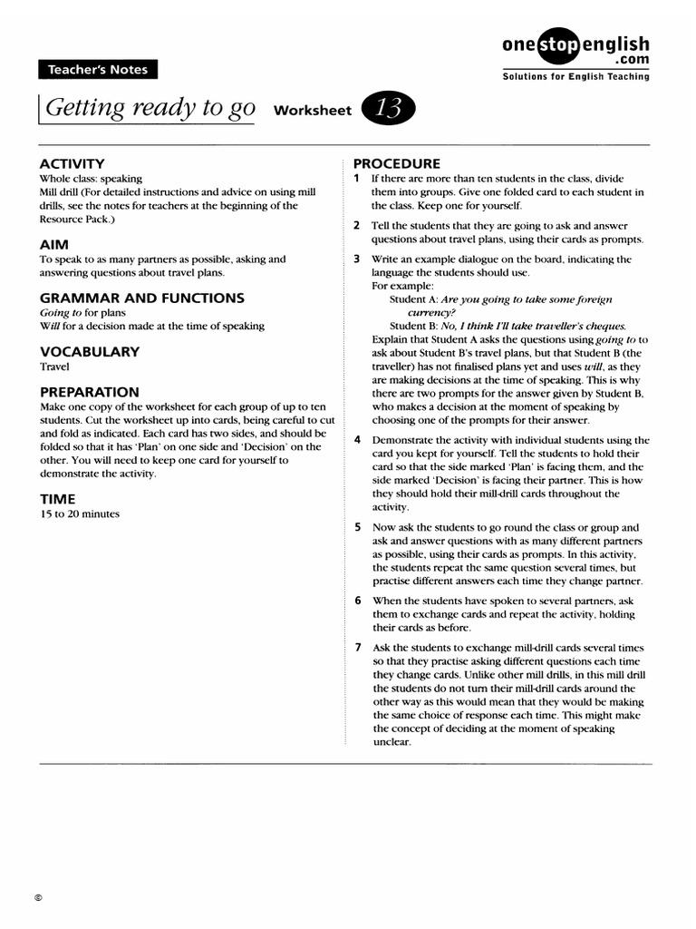 Getting Ready To Go Notes | PDF