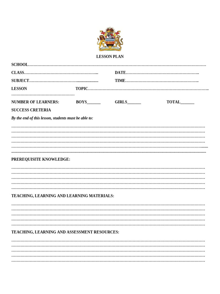 Lesson Plan Form - Sciences | PDF