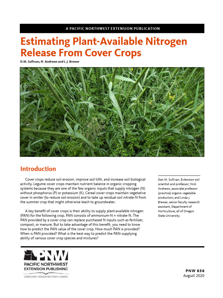 Estimating Nitrogen from Cover Crops | PDF | Soil | Crop Rotation