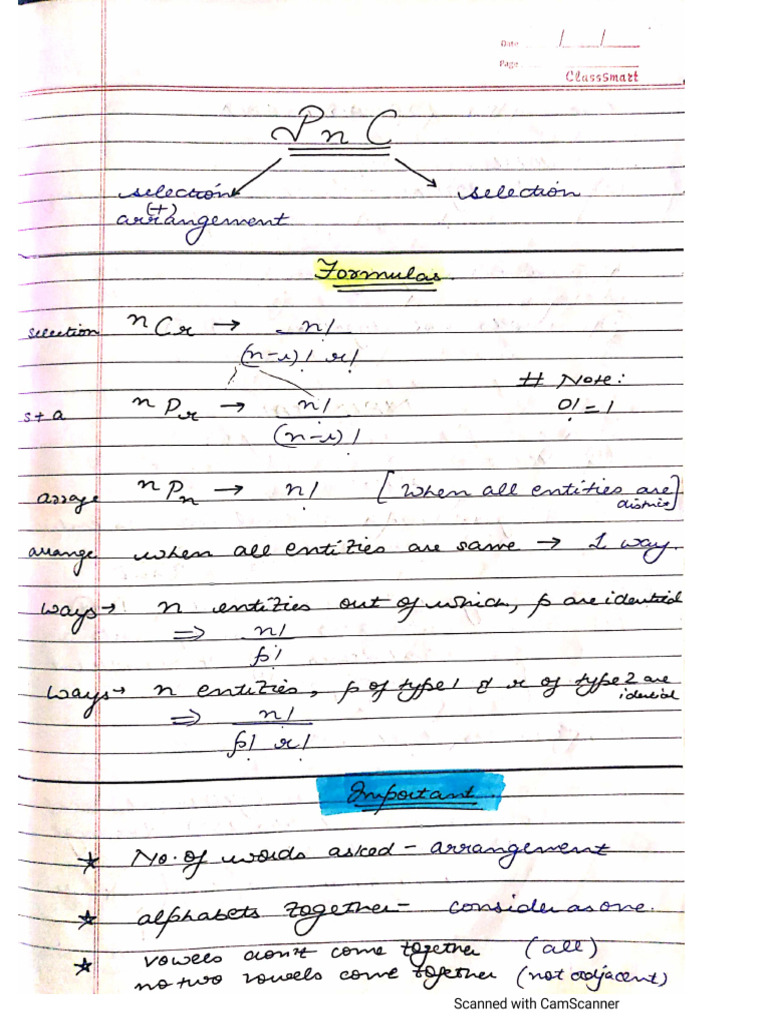 Permutations And Combinations Formulas Non Engineers Pdf