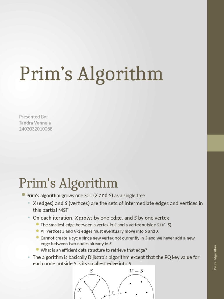 Vennela - Tandra - 2403032010058 - Prims Algorithm | PDF | Algorithms | Algorithms And Data ...