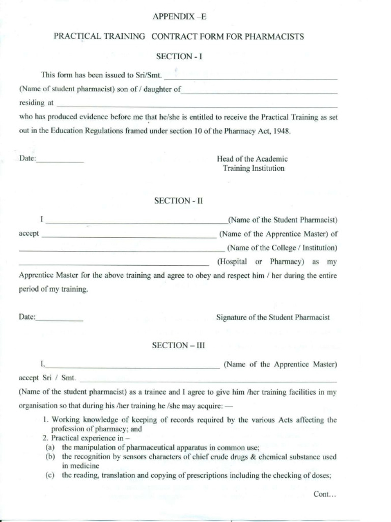 Practical Training Form Appendix E | PDF