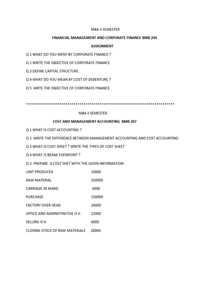 Mba Ii Assignment | PDF