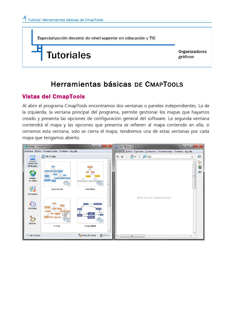 Tutorial Cmap Herramientas Basicas | PDF | Botón (Computación) | Ventana (informática)